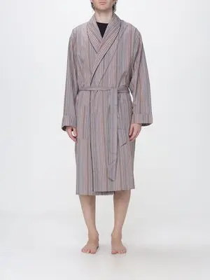 Paul Smith Striped Cotton Robe-style Bathrobe With Shawl Collar