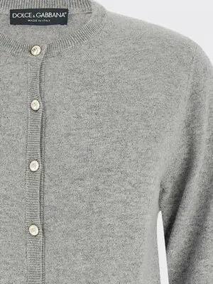 Dolce & Gabbana Crewneck Cardigan In Pure Cashmere With Contrasting Buttons