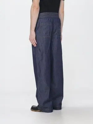 Loewe Wide-leg Trousers In Cotton Denim With Drawstring Waist And Embroidered Logo