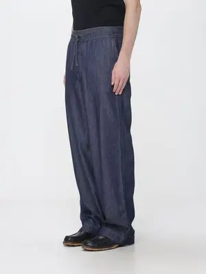 Loewe Wide-leg Trousers In Cotton Denim With Drawstring Waist And Embroidered Logo
