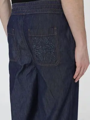 Loewe Wide-leg Trousers In Cotton Denim With Drawstring Waist And Embroidered Logo