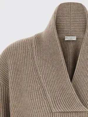 Brunello Cucinelli V-neck Jumper In Pure Cashmere With Ribbed Edges
