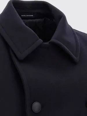 Tagliatore Double-breasted Pea Coat In Pure Wool With Wide Lapels