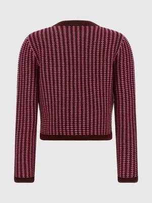 Versace Striped Virgin Wool Crewneck Cardigan With Patch Pockets