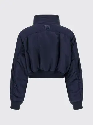 Pinko Nylon Bomber Jacket With A High Neck, Belted Waist And Love Birds Logo