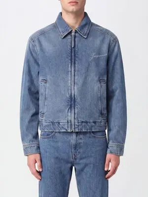 Jacquemus Cotton Denim Zip-up Shirt Jacket With Embroidered Logo