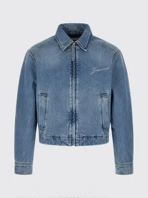Jacquemus Cotton Denim Zip-up Shirt Jacket With Embroidered Logo