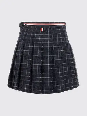 Thom Browne High-waisted Pleated Check Cotton Mini Skirt