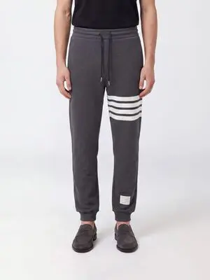 Thom Browne 4-bar Cotton Joggers With Drawstring Waist - Grey