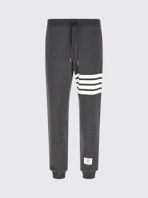 Thom Browne 4-bar Cotton Joggers With Drawstring Waist - Grey