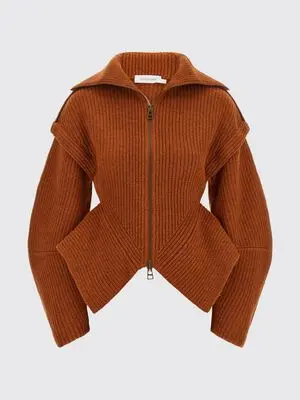Zimmermann Asymmetric Wool Blend Cardigan With Sailor Collar And Zip Closure