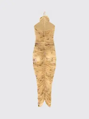 Magda Butrym Draped Jersey Sheath Midi Dress With 3d Flower Appliqu