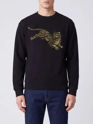 Kenzo Tiger Paris Relaxed Fit Cotton Crewneck Sweatshirt With Embroidery And Rhinestones