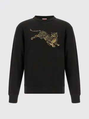 Kenzo Tiger Paris Relaxed Fit Cotton Crewneck Sweatshirt With Embroidery And Rhinestones