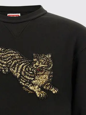Kenzo Tiger Paris Relaxed Fit Cotton Crewneck Sweatshirt With Embroidery And Rhinestones
