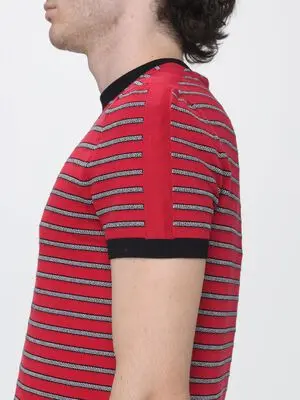 Versace Striped Short-sleeve Cotton-blend Crewneck Sweater