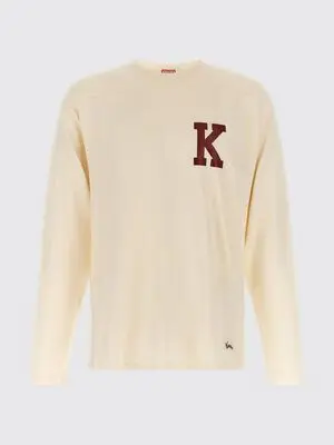 Kenzo Contrast Logo Long-sleeve Cotton And Viscose Blend T-shirt - Beige
