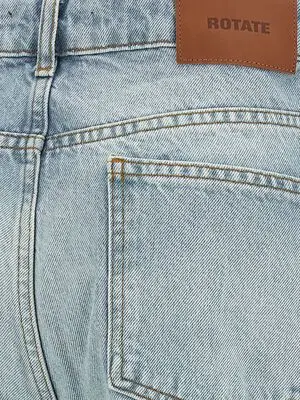 ROTATE BY BIRGER CHRISTENSEN High-waisted Straight Fit Jeans In Organic Cotton Denim - Gnawed Blue