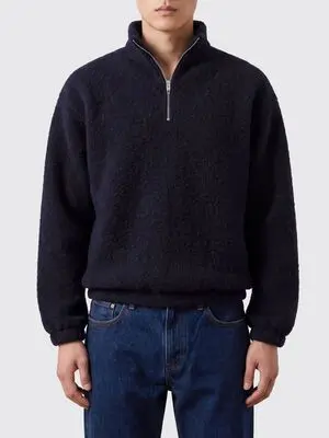 JIL SANDER High Neck Wool Blend Jumper With Half-zip Closure - Blue