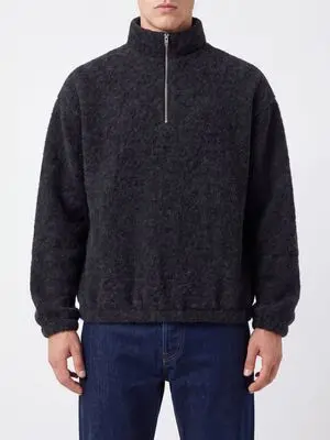 JIL SANDER High Neck Wool Blend Jumper With Half-zip Closure - Grey
