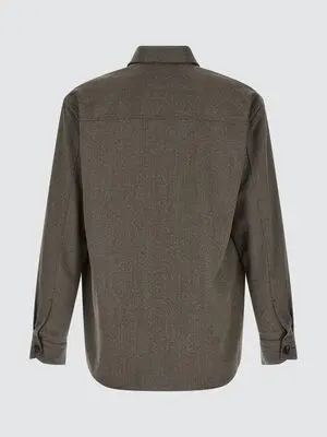 Brioni Wool Shirt With Patch Pockets And French Collar