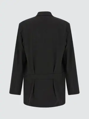 Y3 Single-breasted Short Coat In Wool Blend With Lapel Collar
