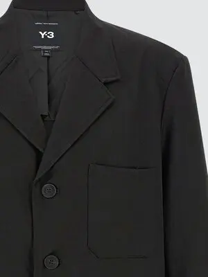 Y3 Single-breasted Short Coat In Wool Blend With Lapel Collar