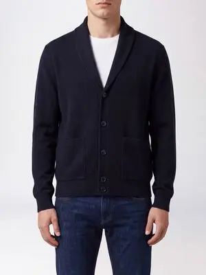 Brioni Shawl Collar Cardigan In A Cashmere And Wool Blend With Pockets - Blue