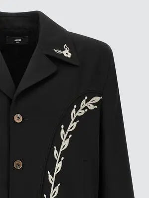 Amiri Embroidered Lightweight Jacket In Viscose Blend With Lapel Collar