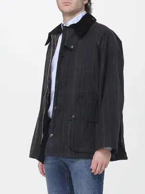 Barbour Bedale Waxed Cotton Jacket With Velvet Collar And Tartan Pattern