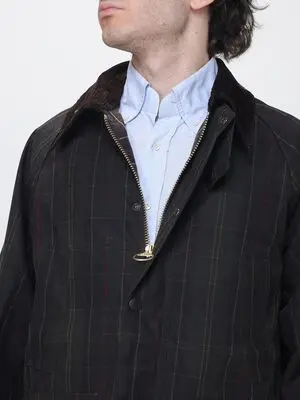 Barbour Bedale Waxed Cotton Jacket With Velvet Collar And Tartan Pattern