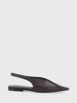 Brunello Cucinelli Tapered-toe Smooth Leather Slingback Flats