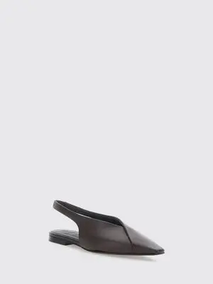 Brunello Cucinelli Tapered-toe Smooth Leather Slingback Flats