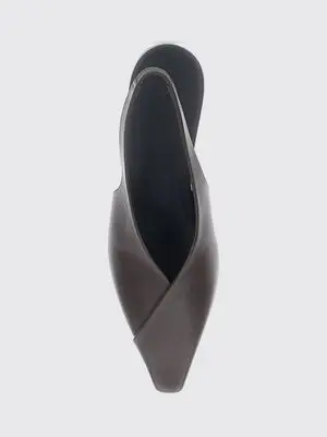 Brunello Cucinelli Tapered-toe Smooth Leather Slingback Flats