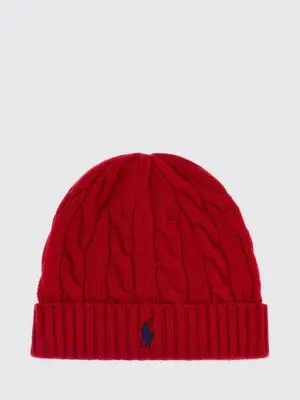Polo Ralph Lauren Wool And Cashmere Blend Beanie With Contrast Pony Logo - Red