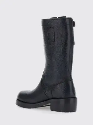 Dries Van Noten Grained Calf Leather Biker Boots With Straps
