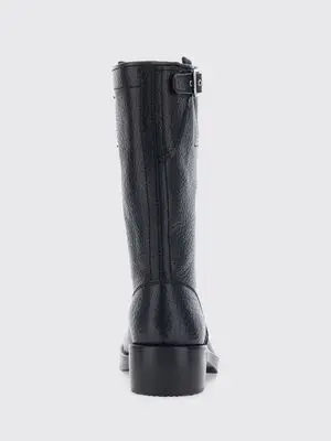 Dries Van Noten Grained Calf Leather Biker Boots With Straps