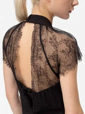 TWINSET Elegant Viscose Blend Jumpsuit With V-neck And Lace Inserts