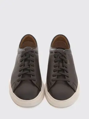 BOSS Low-top Smooth Leather Sneakers With Printed Logo And Rubber Sole - Brown