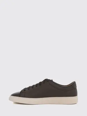 BOSS Low-top Smooth Leather Sneakers With Printed Logo And Rubber Sole - Brown