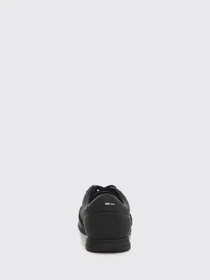BOSS Low-top Leather Sneakers With Printed Logo And Contrasting Rubber Sole - Black