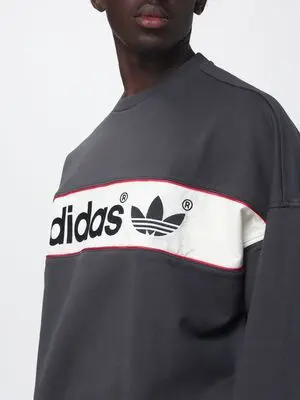ADIDAS ORIGINALS Cotton-blend Crewneck Sweatshirt With Contrast Logo And Dropped Shoulders