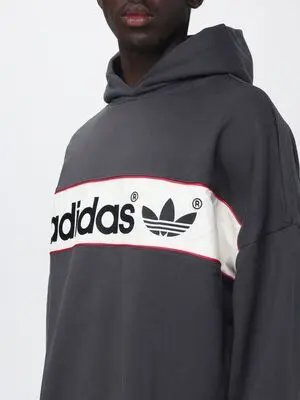 ADIDAS ORIGINALS Cotton-blend Hoodie With Contrast Logo And Dropped Shoulders