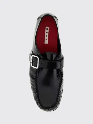 Marni Smooth Leather Loafers With Ruched Detail And Round Toe
