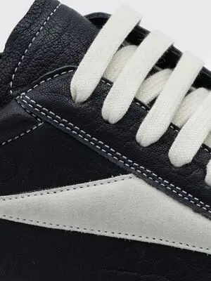 Rick Owens Low-top Trainers In Natural Grain Leather With Bicolour Design - Black