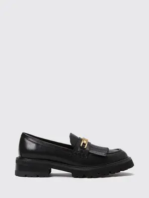 TWINSET Smooth Leather Penny Loafers With Fringes And Lug Sole