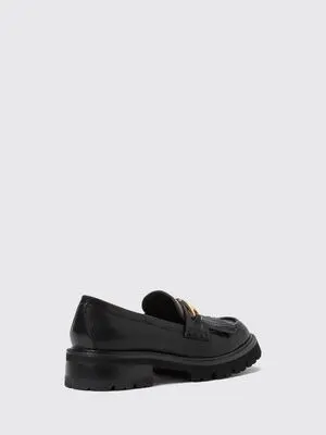 TWINSET Smooth Leather Penny Loafers With Fringes And Lug Sole