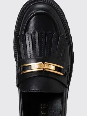 TWINSET Smooth Leather Penny Loafers With Fringes And Lug Sole