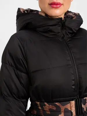 TWINSET Short Quilted Nylon Puffer Jacket With Hood And Belt