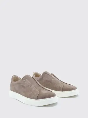 Eleventy Suede Slip-on Trainers With Elasticated Inserts - Grey